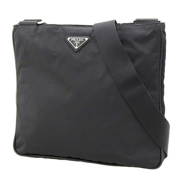 Prada | Bags | Prada Logo Plate Nylon Crossbody Bag Black | Poshmark